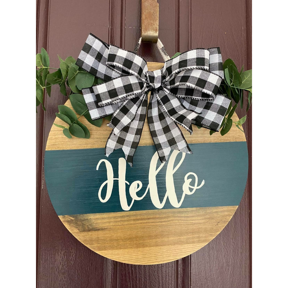 Large 18" Solid Wood Door Hanger - Hello – Rustic Chic Color
